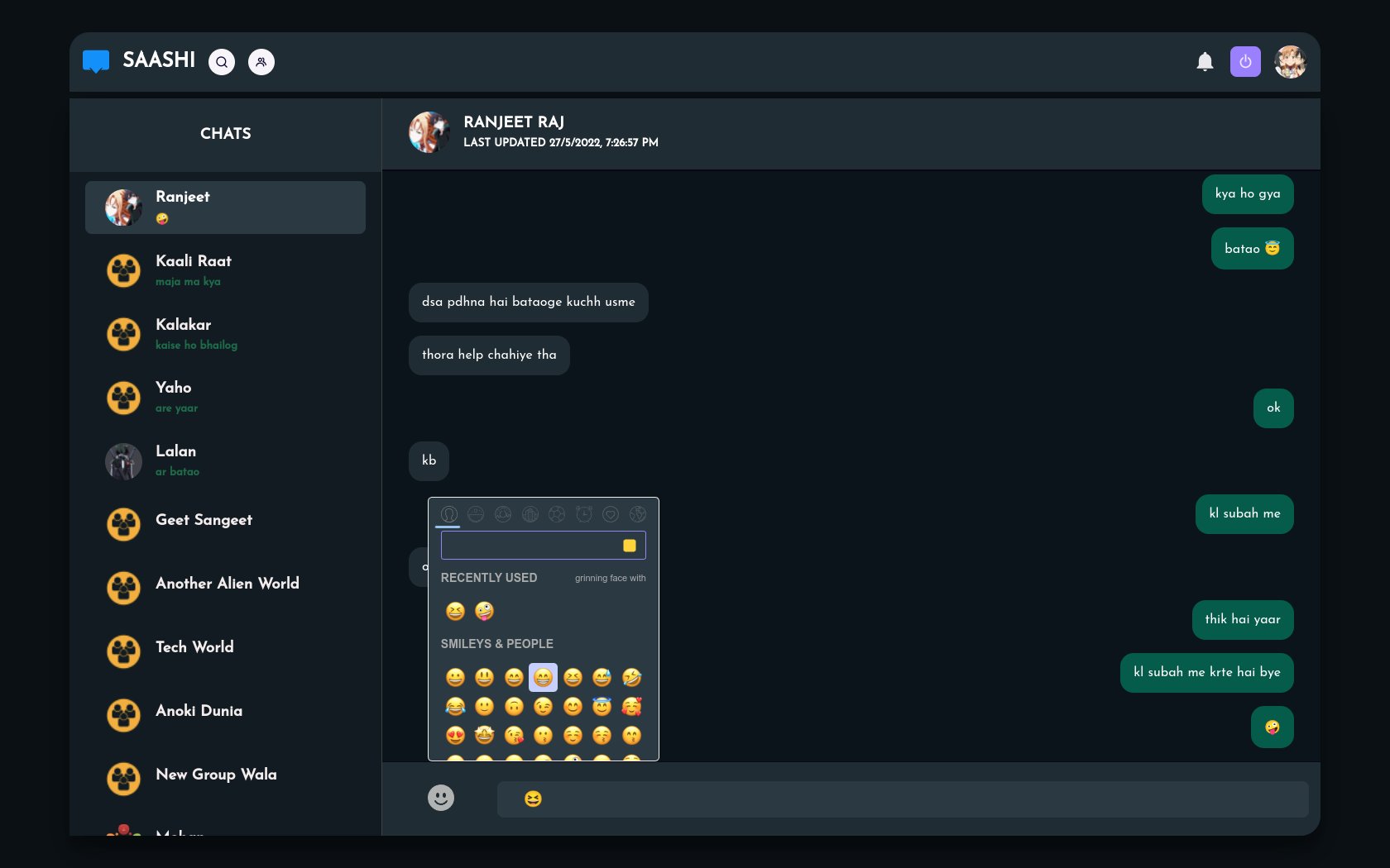 GitHub - sanjeetSangam/saashi-client: Saashi is a chat app created with reactjs, node.js ...
