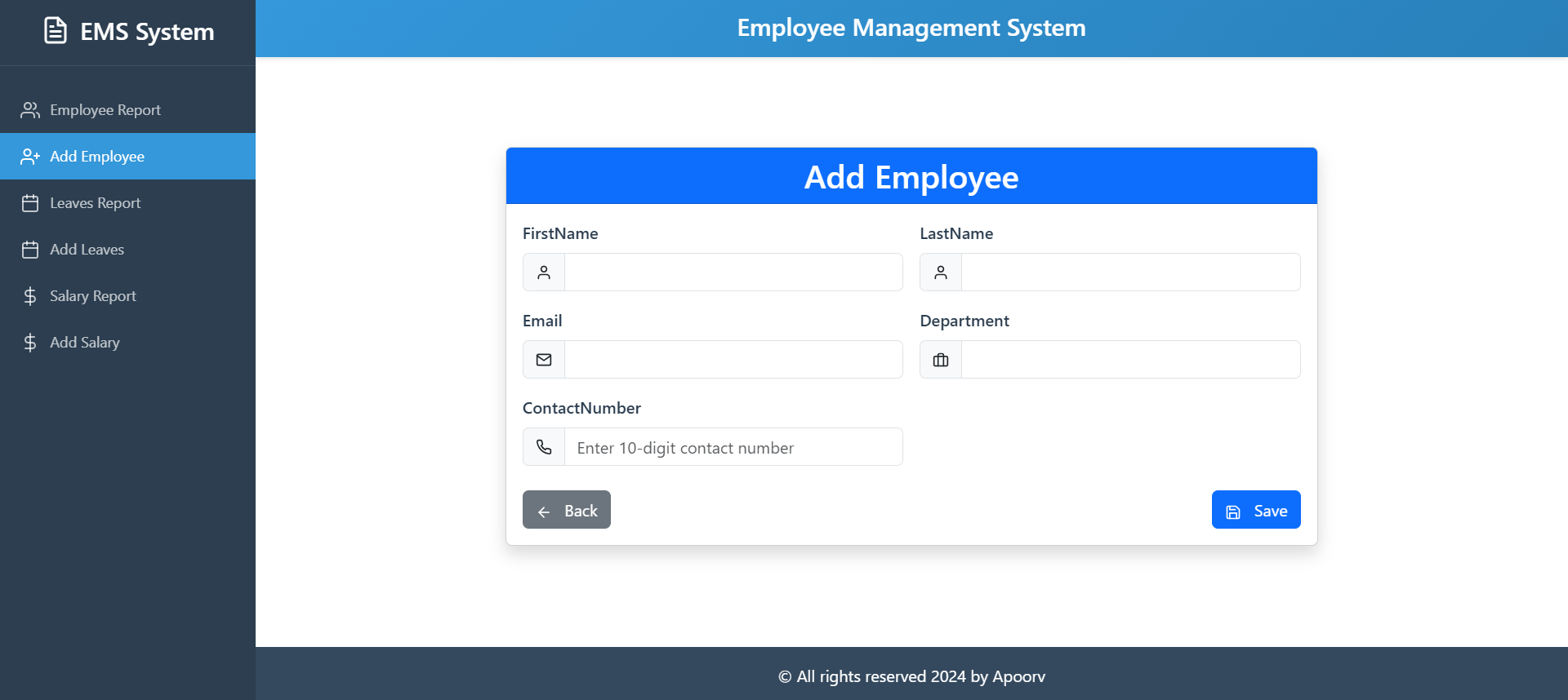 GitHub - Apoorv3826/Employee-Management-System: A full-stack Employee Management System using ...