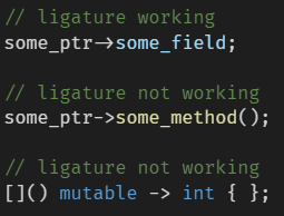 Font ligatures not working properly with C and C++ syntax highlighting · Issue #17306 ...