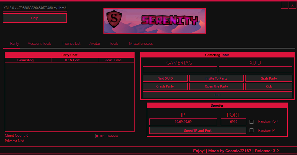 GitHub - thebashfile/xboxpartytool: Serenity XBL Panel | Xbox Party IP Spoofer w/ Kicker ...