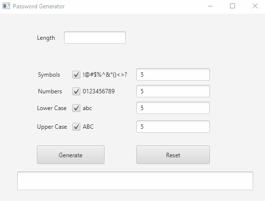GitHub - nate51315/PasswordGenerator: JavaFXML app for quickly generating a random password.