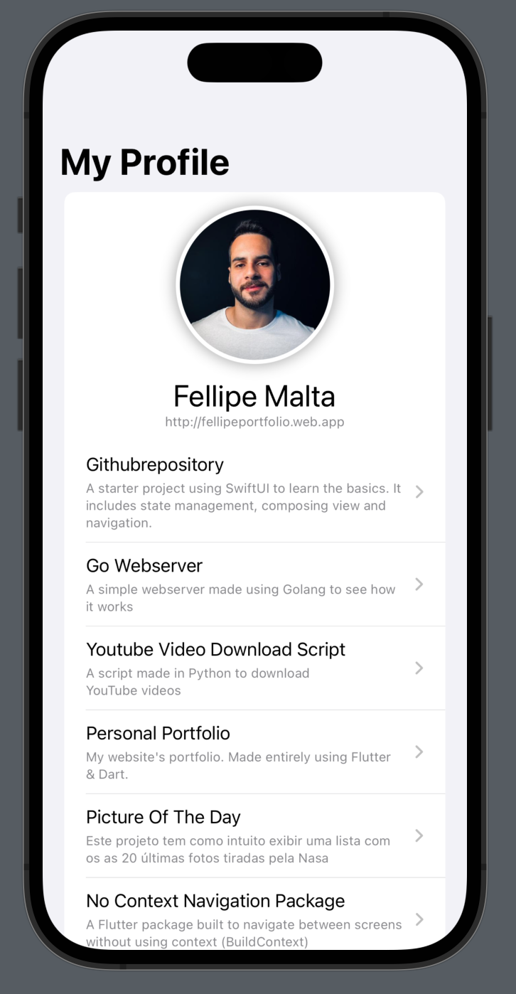 GitHub - fmmalta/GithubRepository: A starter project using SwiftUI to learn the basics. It ...