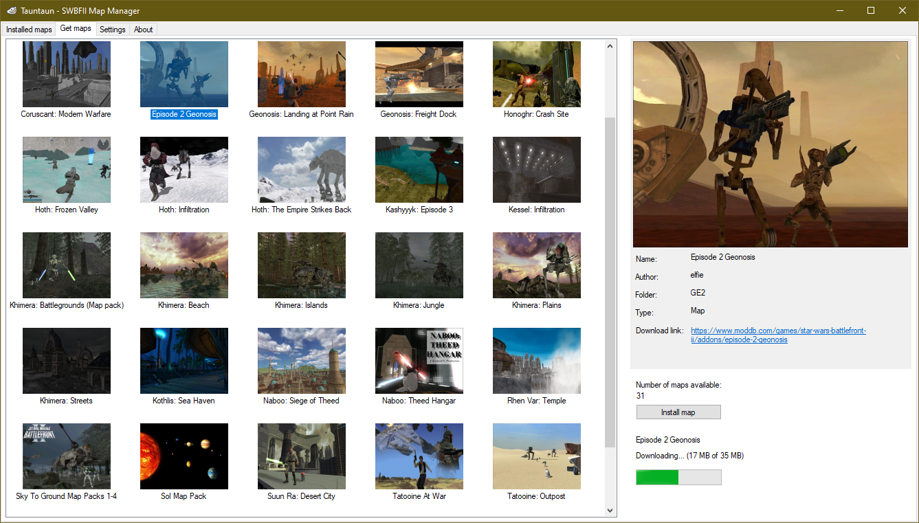 GitHub - jamesalexatkin/tauntaun: 🗺️ Custom map manager for Star Wars: Battlefront II (2005).