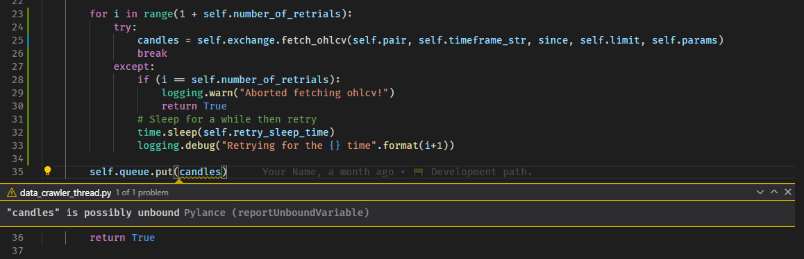 False positive: "is possibly unboundPylance (reportUnboundVariable ...