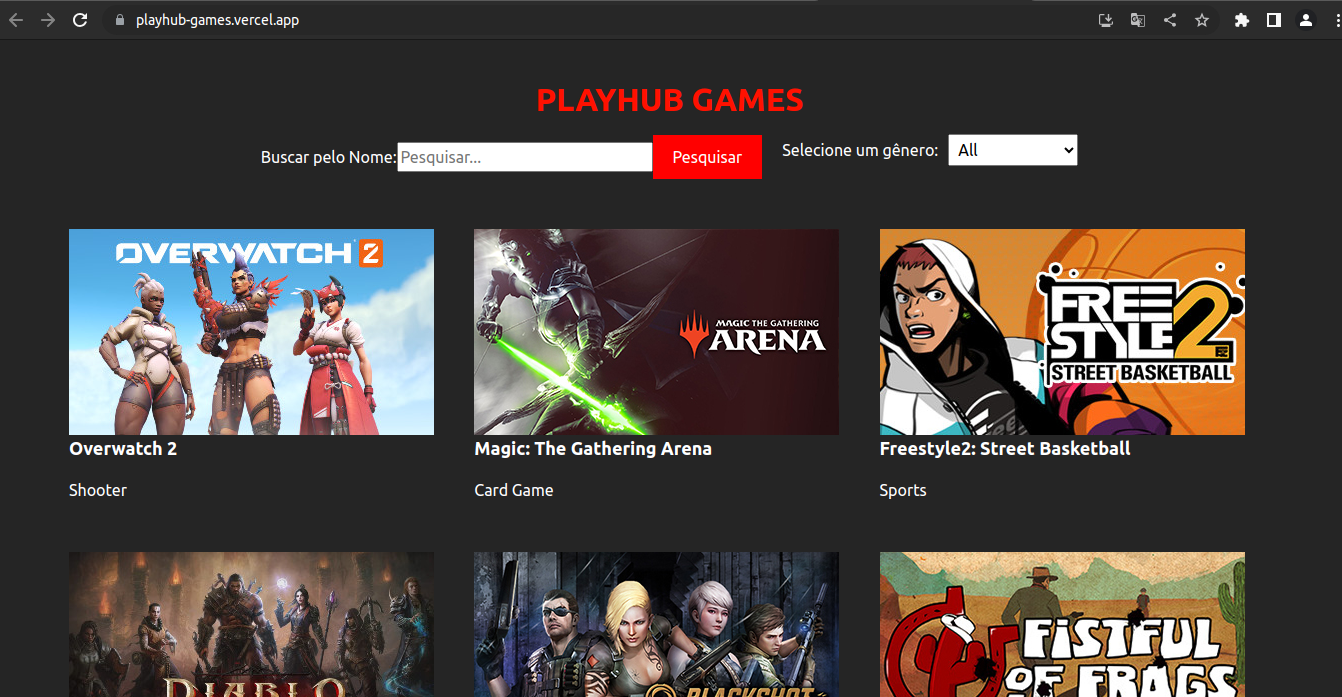 GitHub - Rodri-Melo/PlayhubGames: Catalógo de games com filtro e ...