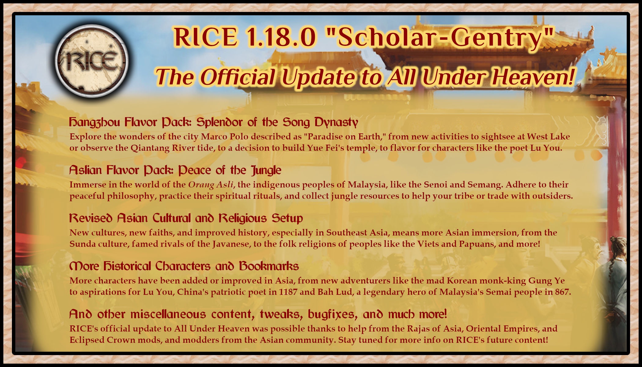 GitHub - cybrxkhan/RICE-for-CK3: A regional and cultural flavor mod for ...