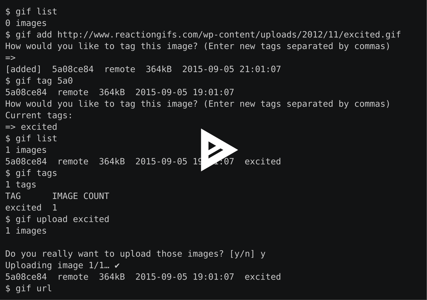 GitHub - evoL/gif: A command-line image library manager for nerds.