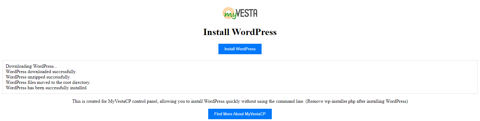 GitHub - t4ba/Fast-WP-Installer-For-myVestacp: Install wordpress using php script