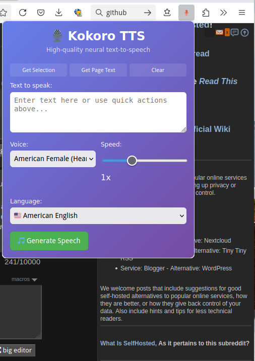 GitHub - pinguy/kokoro-tts-addon: Local neural TTS for Browsers: fast, expressive, and offline ...