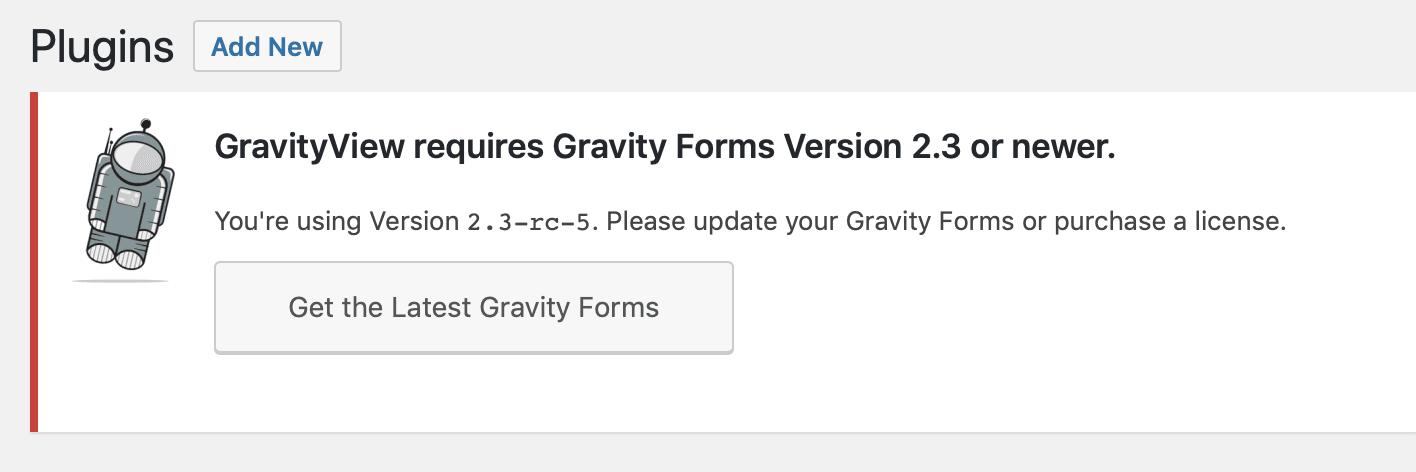 When old Gravity Forms is running