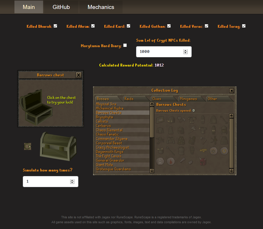 GitHub - shaigem/OSRSBarrowsChestSimulator: An Old School RuneScape Barrows Chest simulator ...