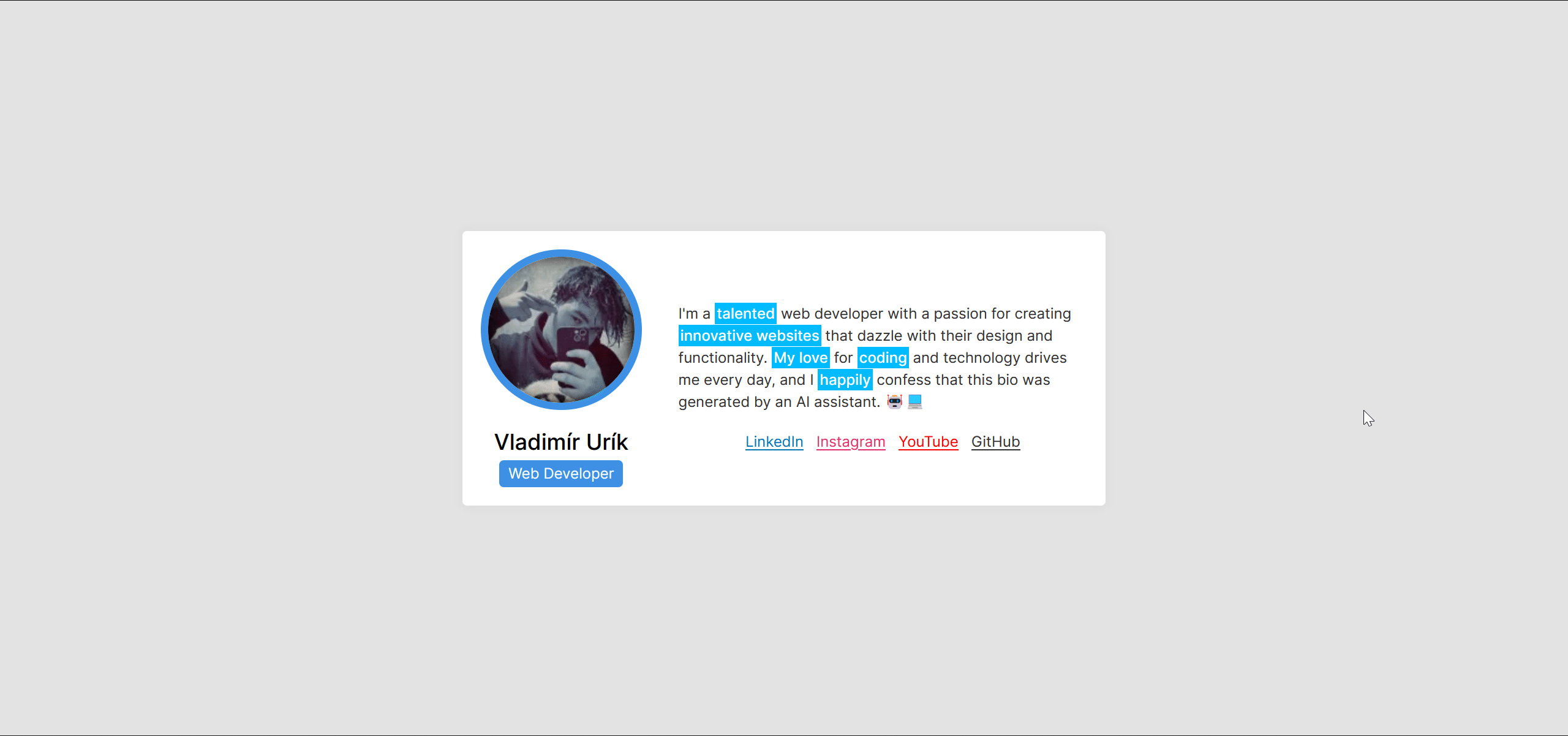 GitHub - Vladimir-Urik/portfolio-card-template: Free Portfolio Card Template