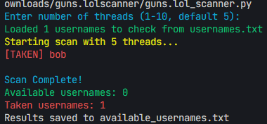 GitHub - xnxv/guns.lol.scanner: Available username scanner for guns.lol