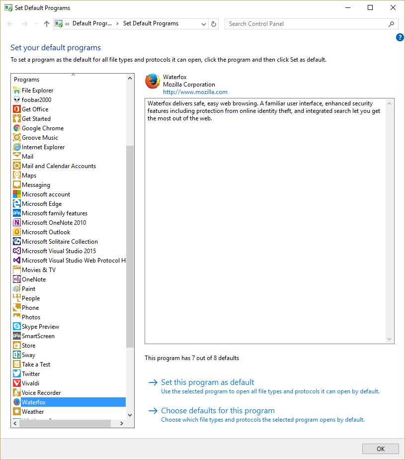 Waterfox should show up as a separate installation from Firefox in Default Programs · Issue #44 ...