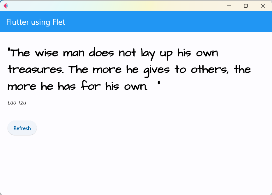 GitHub - iqfareez/flet-hello: Inspirational quotes app using Flet ... GitHub - iqfareez/flet-hello: Inspirational quotes app using Flet ...