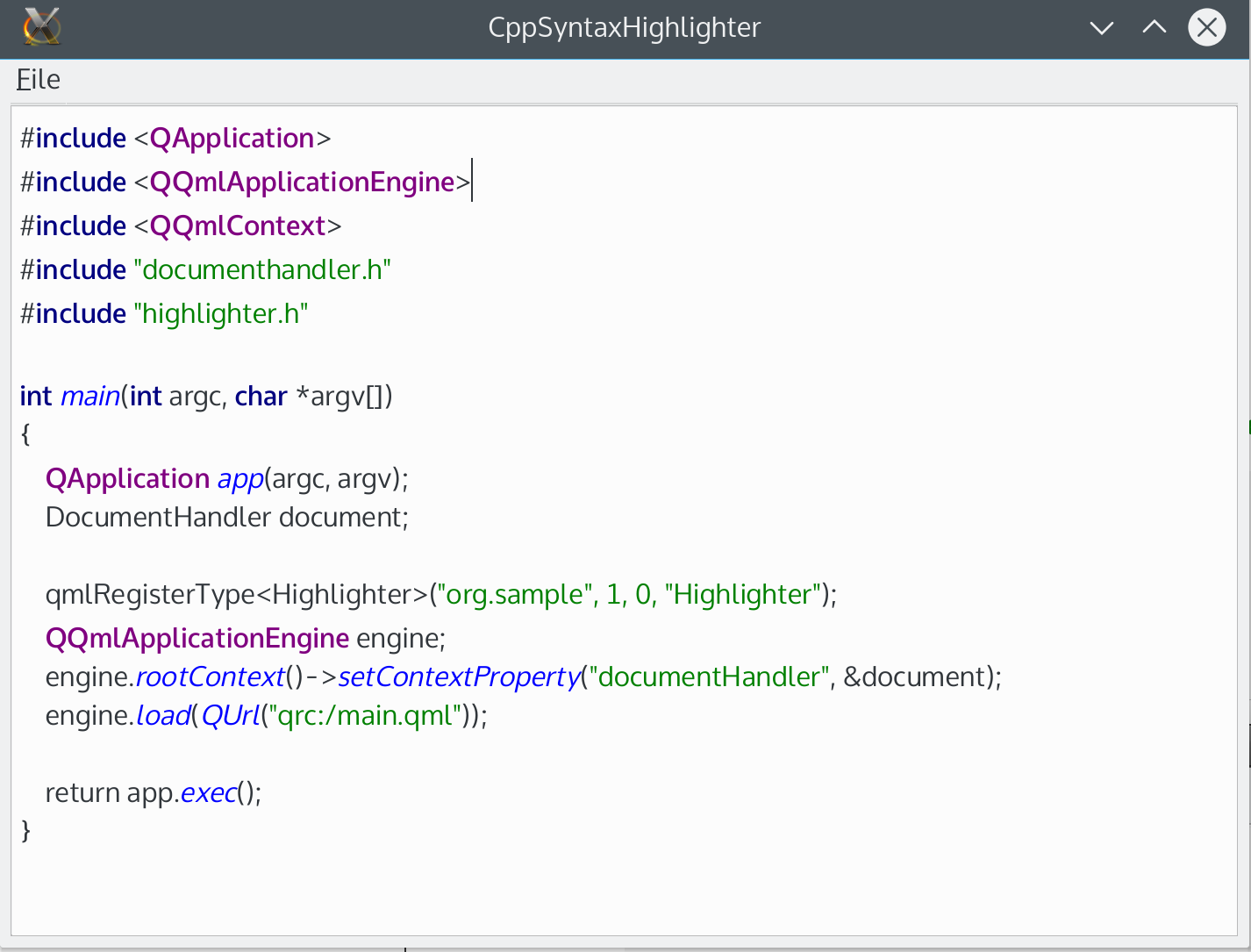 GitHub - lamngo255/CppSyntaxHighlighter: C++ syntax highlighter written in Qt Quick Controls