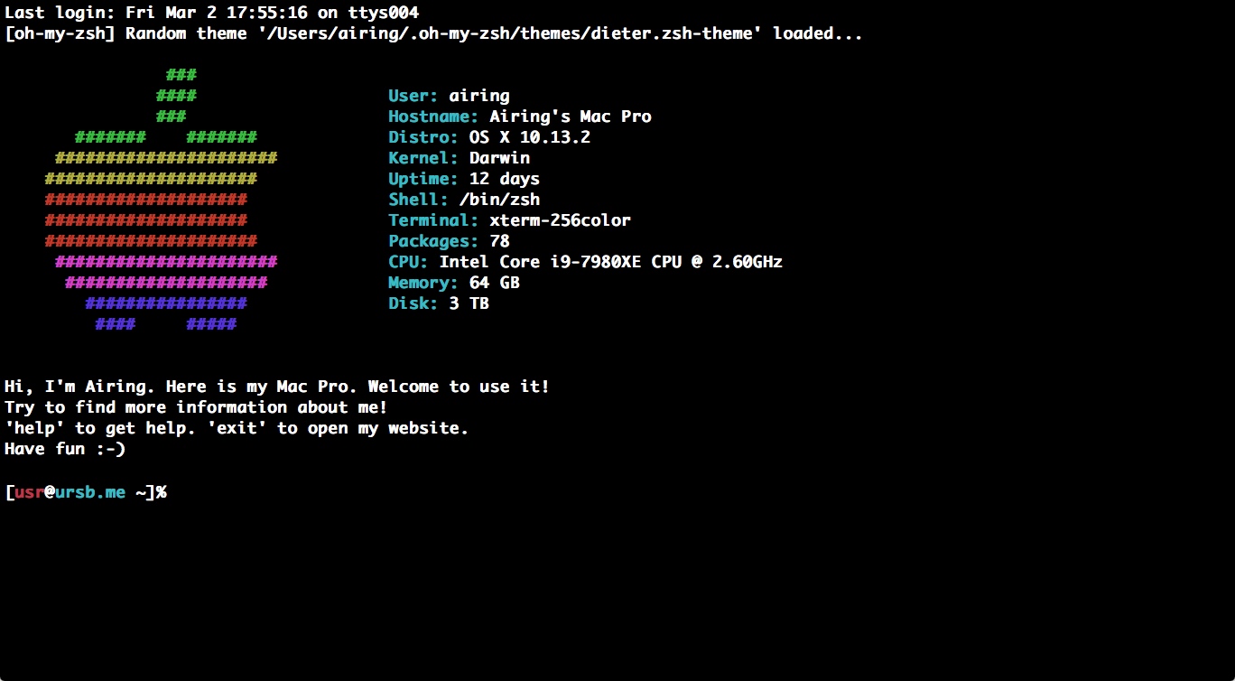 GitHub - airingursb/terminal: 💻 Web 模拟终端博客系统