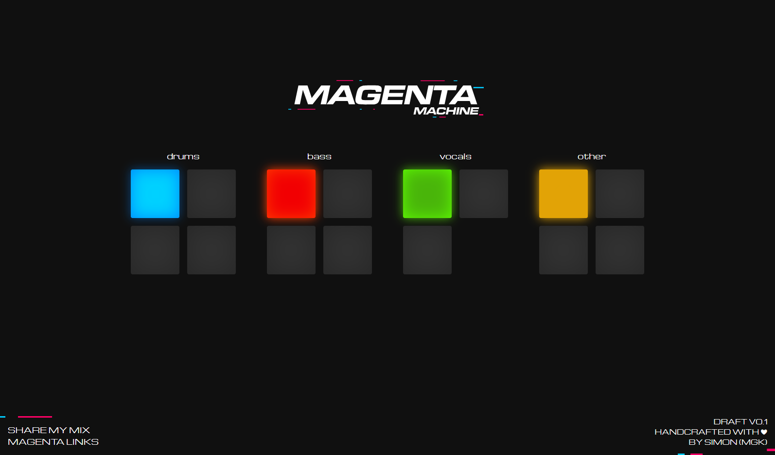 GitHub - rubuano/magenta-machine: Simple soundboard made with Vue.js, Tailwind CSS and howler.js.