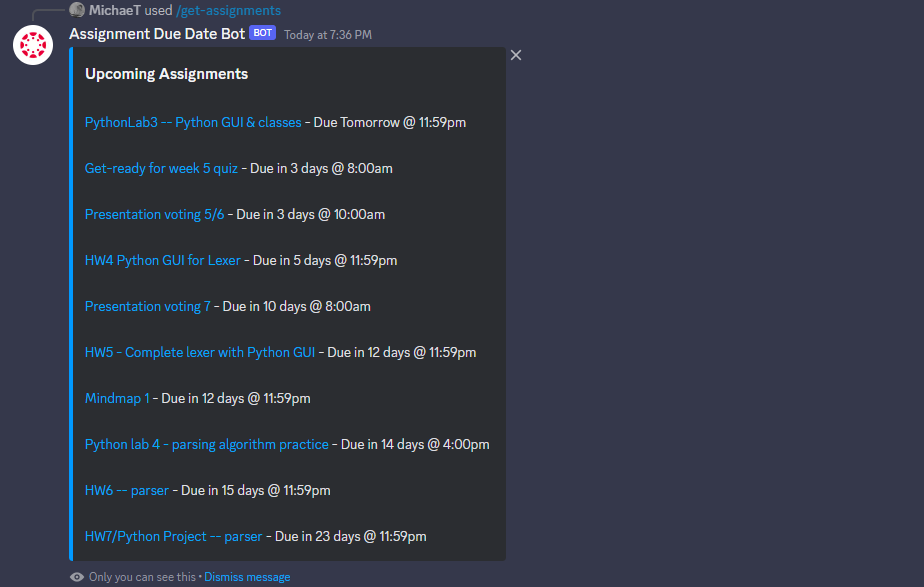 GitHub - MichaeTav/Canvas-Assignments-Discord-Bot: Discord bot that sends weekly notifications ...