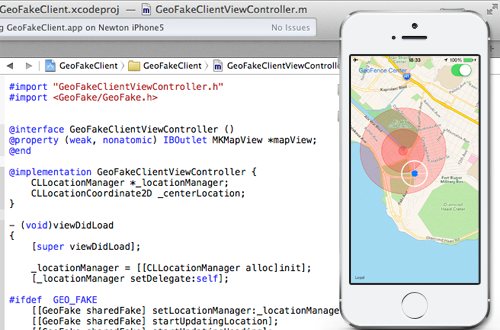 GitHub - AlohaYos/GeoFake: Simulate Location,Motion and Beacon information for Debugging iOS apps