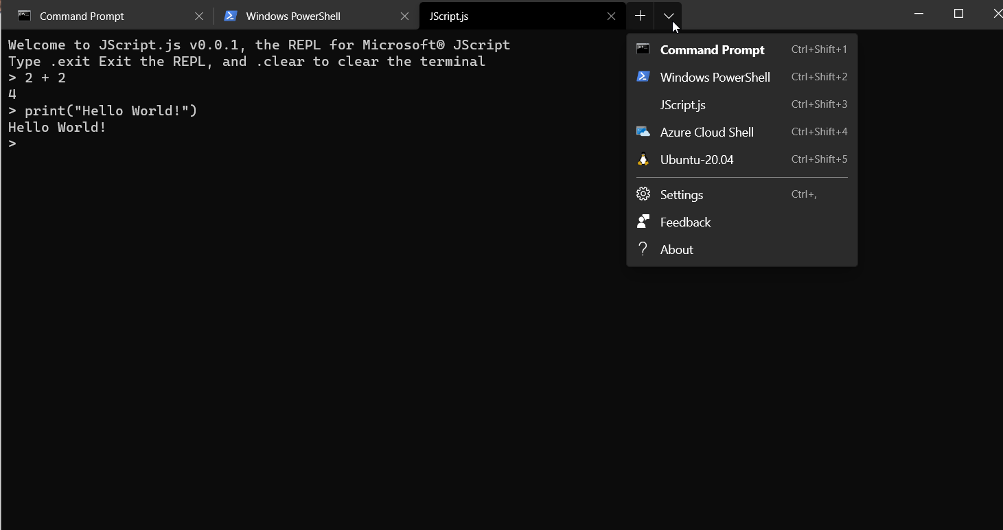 REPL for Windows Host Script engines JScript and VBScript · Issue #8275 · microsoft/terminal ...