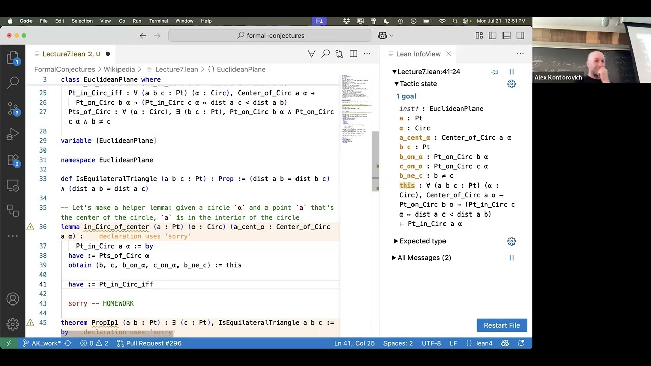 GitHub - AlexKontorovich/2025EuclideanGeometryCourse: Formal Euclidean Geometry Course, Rutgers ...