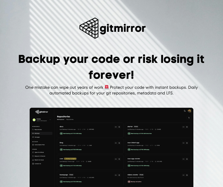 GitHub Apps - GitMirror Backup App · GitHub