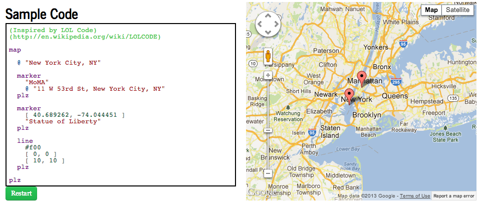 GitHub - mapmeld/MapPLZ: Make a Google Map with psuedocode, inspired by LOLCODE. Live code ...