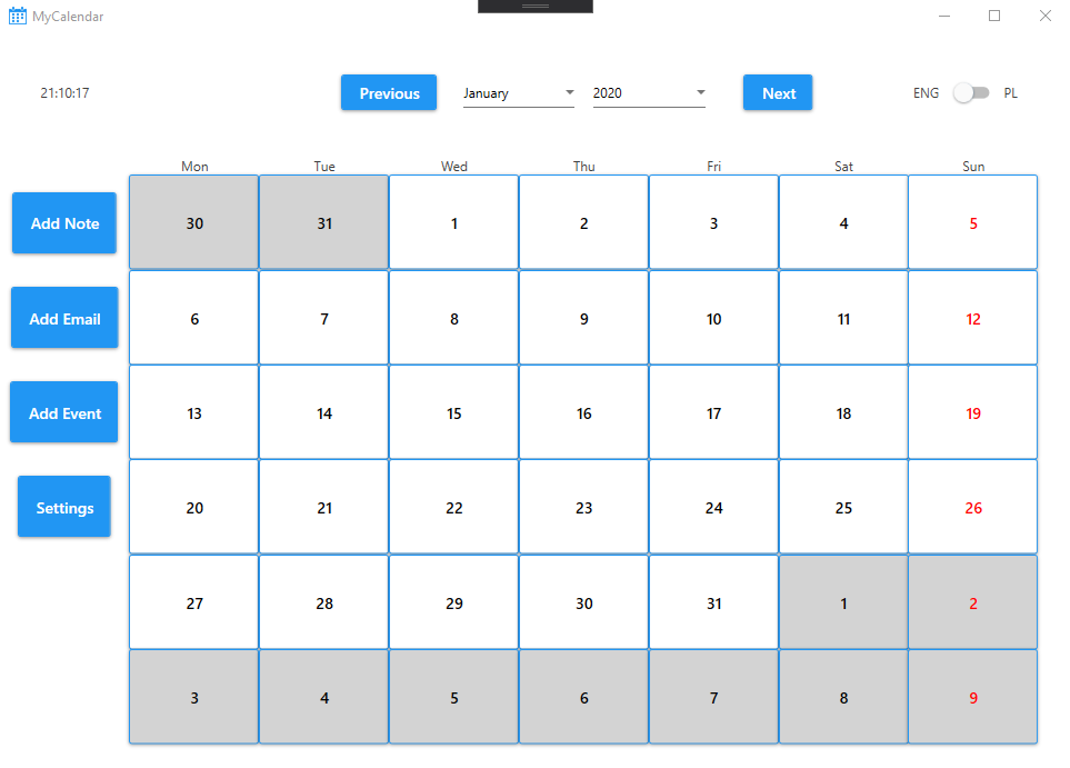 GitHub - TomaszOrpik/MyCalendarWPF: WPF calendar for Windows