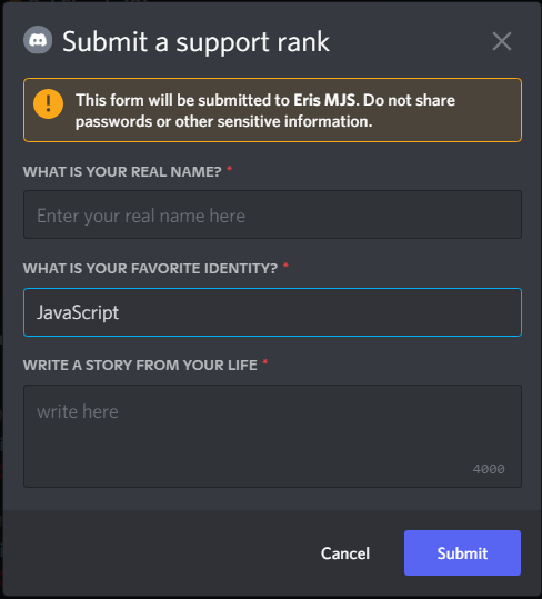 GitHub - Shuruhatik/discord-modal: The package helps you to create a modal, which is a new ...