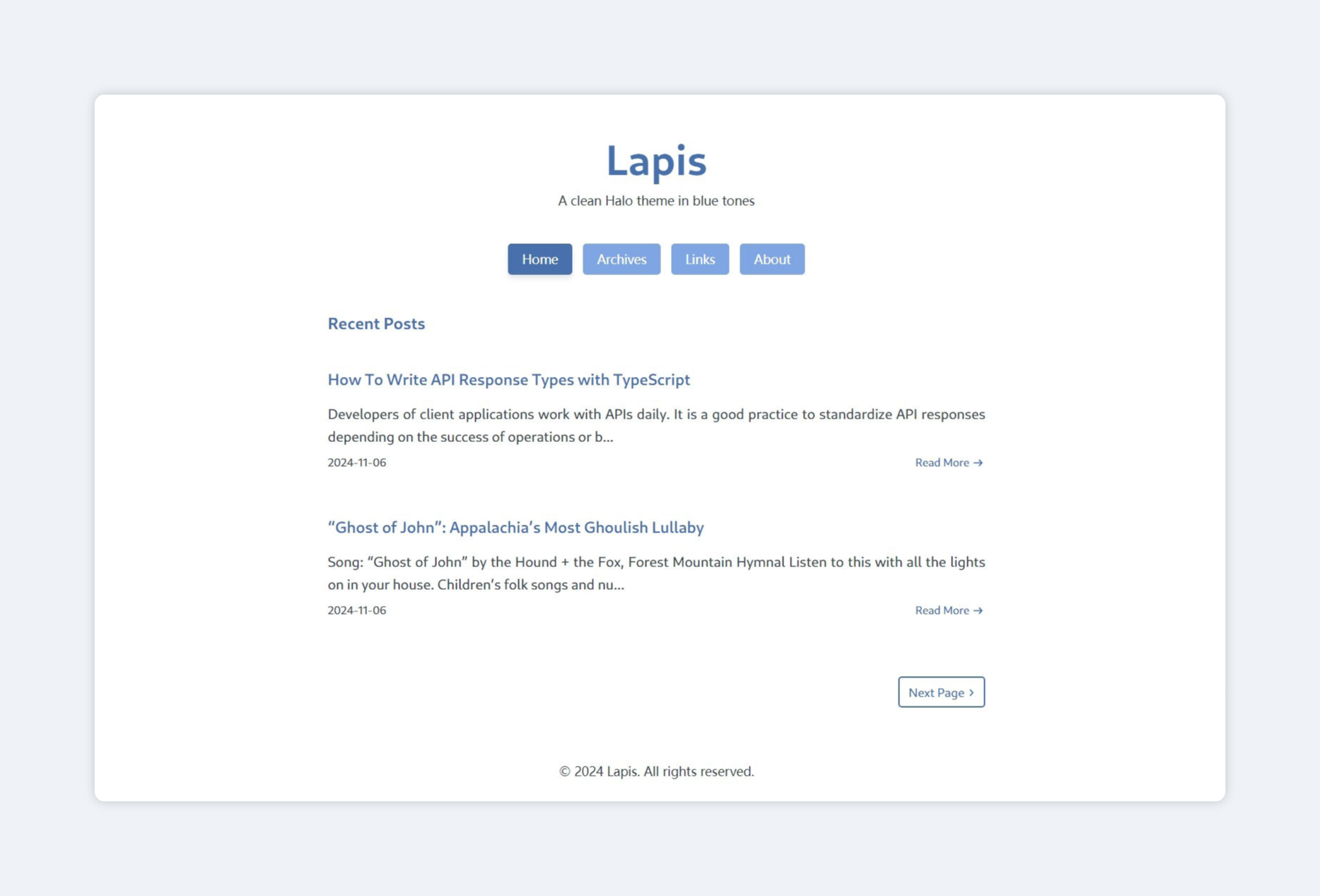 GitHub - Aziteee/halo-theme-lapis: A clean Halo theme in blue tones