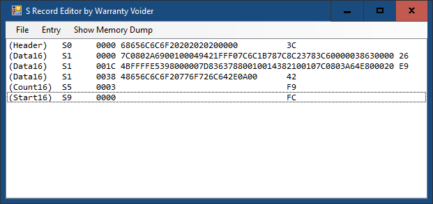 GitHub - zeroKilo/SRECEditorWV: GUI based S Record Editor