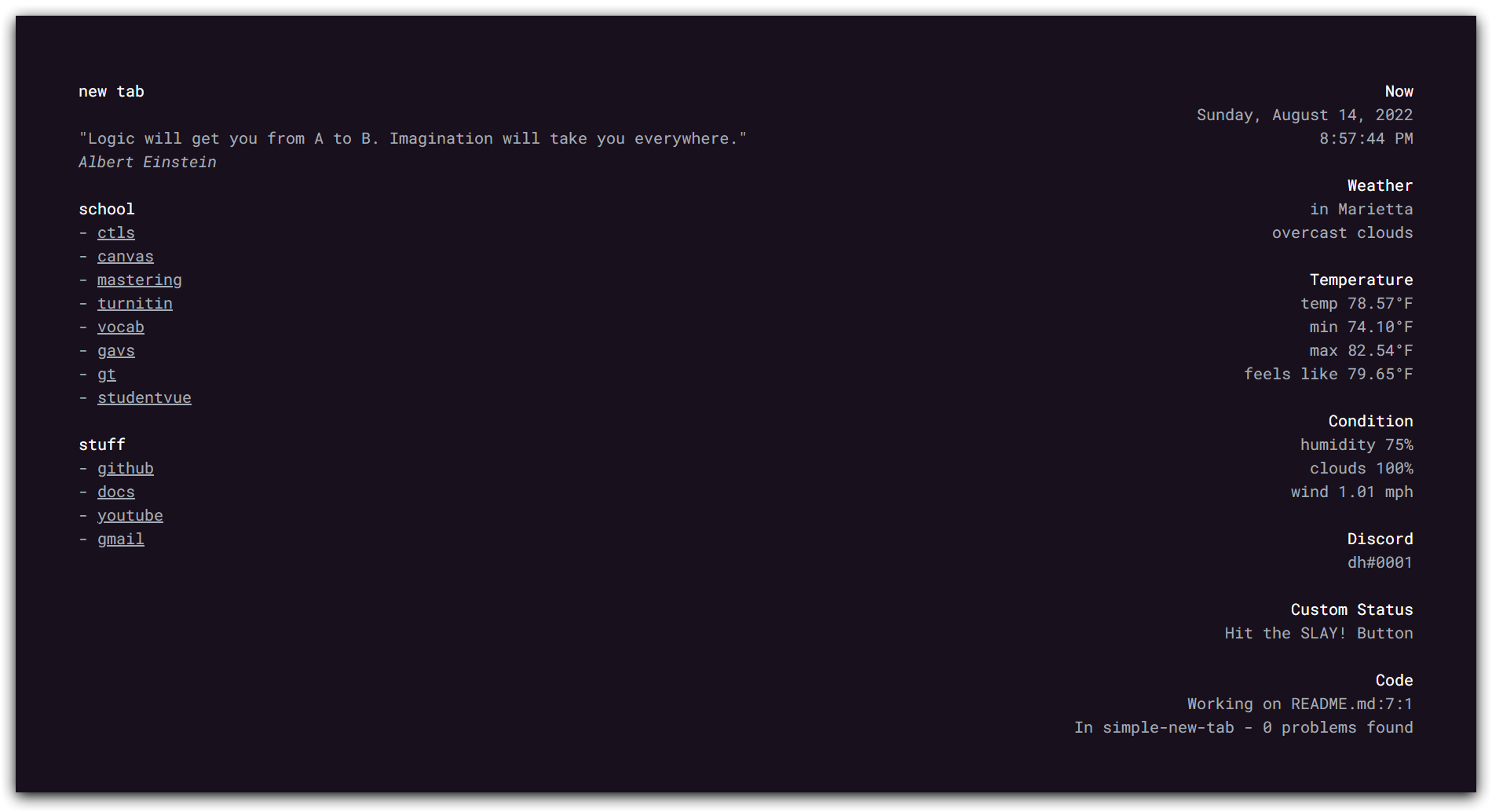 GitHub - cubedhuang/simple-new-tab-static: Minimalistic, customizable new tab page.