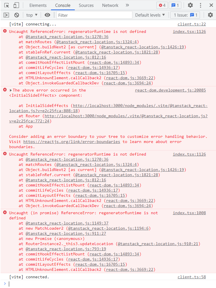 Vite throws 'Uncaught ReferenceError: regeneratorRuntime is not defined' · Issue #227 · TanStack ...
