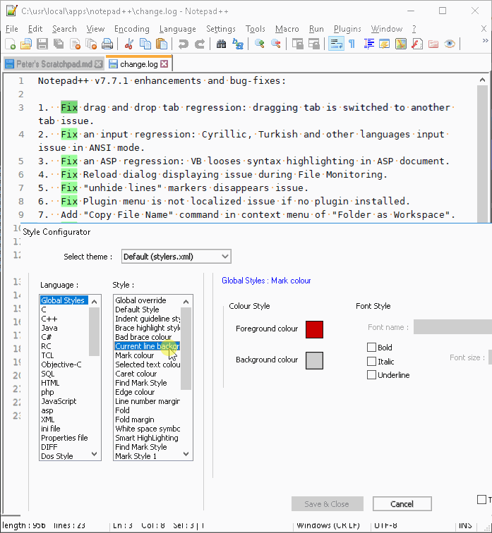 Style Configurator (v7.7.1) bug: find / smart highlighting colored wrong · Issue #6100 · notepad ...