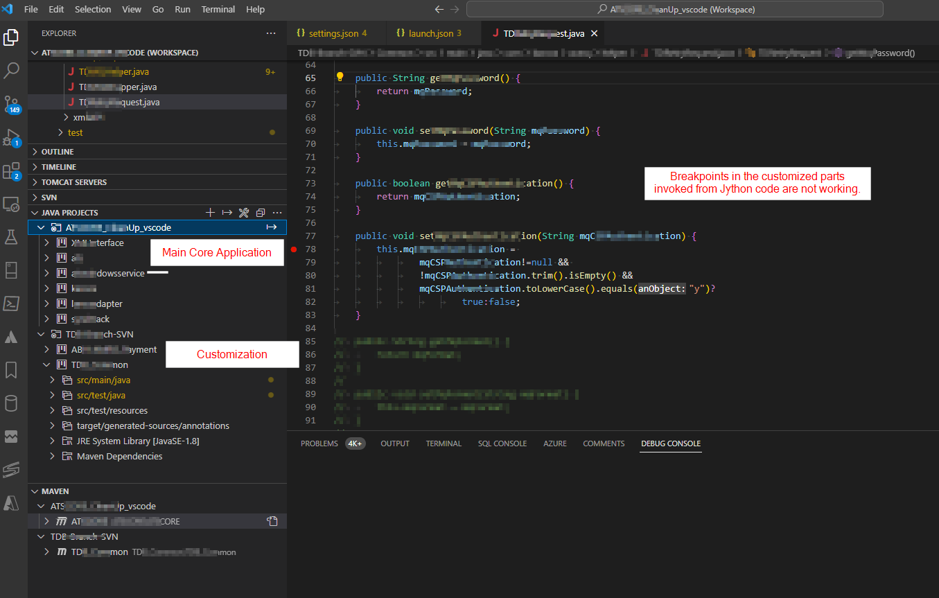 Java code in vscode not respecting breakpoints set in another thread, but it will break if set ...