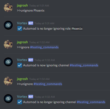 Ignoring Roles and Channels · jagrosh/Vortex Wiki · GitHub
