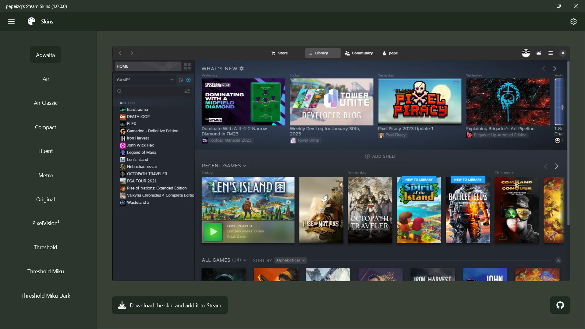 GitHub - pepeizq/Steam-Skins-WinUI: App to change the appearance of ...