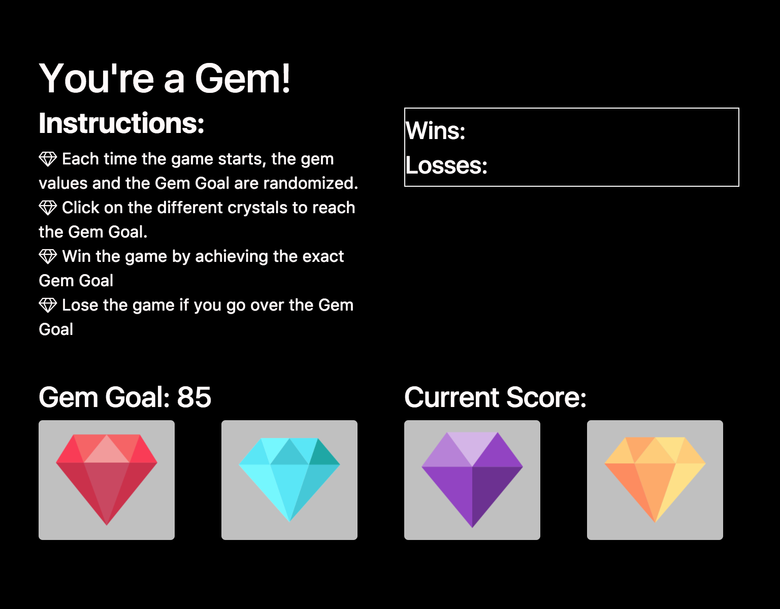 GitHub - JacqueWhite/youre-a-gem: You're a Gem: a light game utilizing jQuery