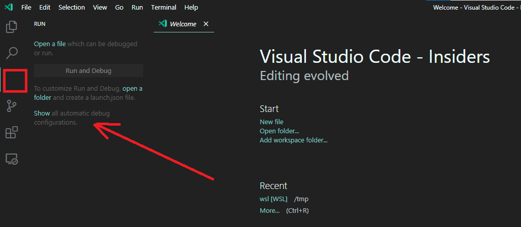 Run & Debugger Icon is missing · Issue #98755 · microsoft/vscode · GitHub