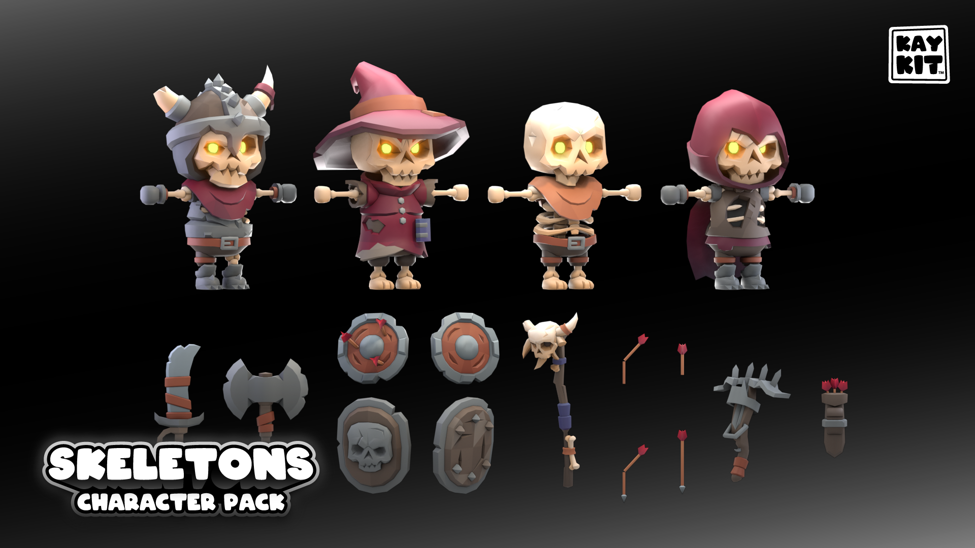 GitHub - KayKit-Game-Assets/KayKit-Character-Pack-Skeletons-1.0: The Skeletons Character Pack is ...