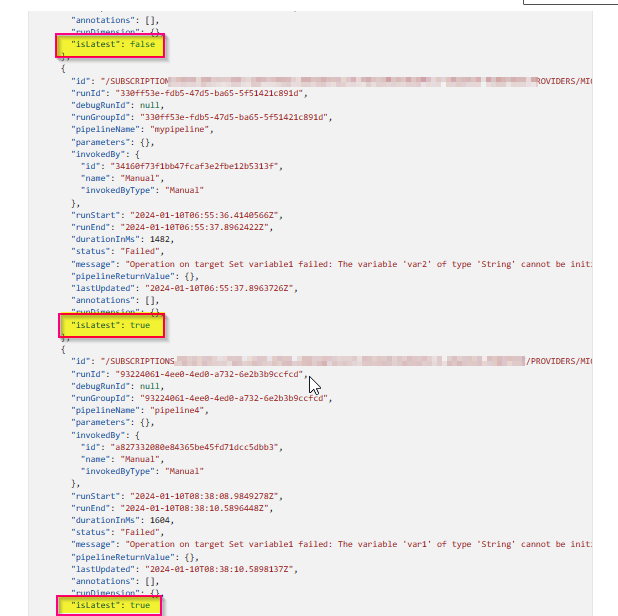 Bug in ADF pipeline runs REST API. LatestOnly filter not working when ...