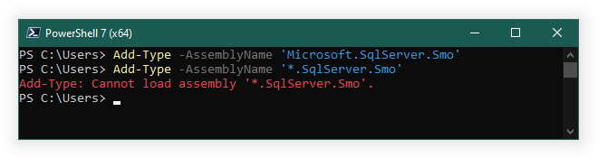 Add-Type / PowerShell 7+: No wildcard accepted for -AssemblyName ...