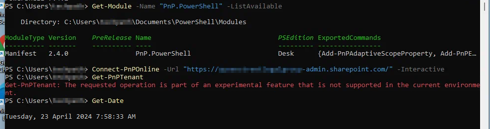 [BUG] Get-PnPTenant is returning an Experimental Feature error · Issue #3904 · pnp/powershell ...