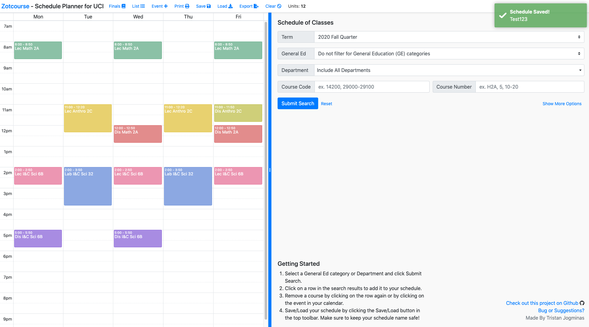 GitHub - jogplus/zotcourse: Quickly plan and create your next UCI course schedule!