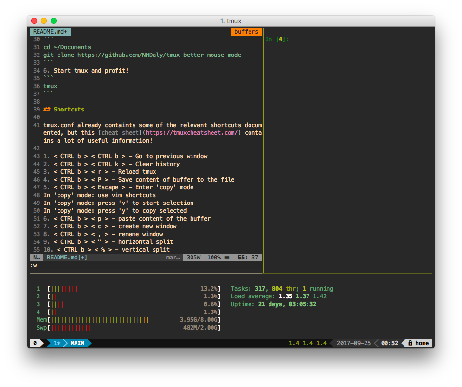GitHub - kemals/tmux-dotfiles