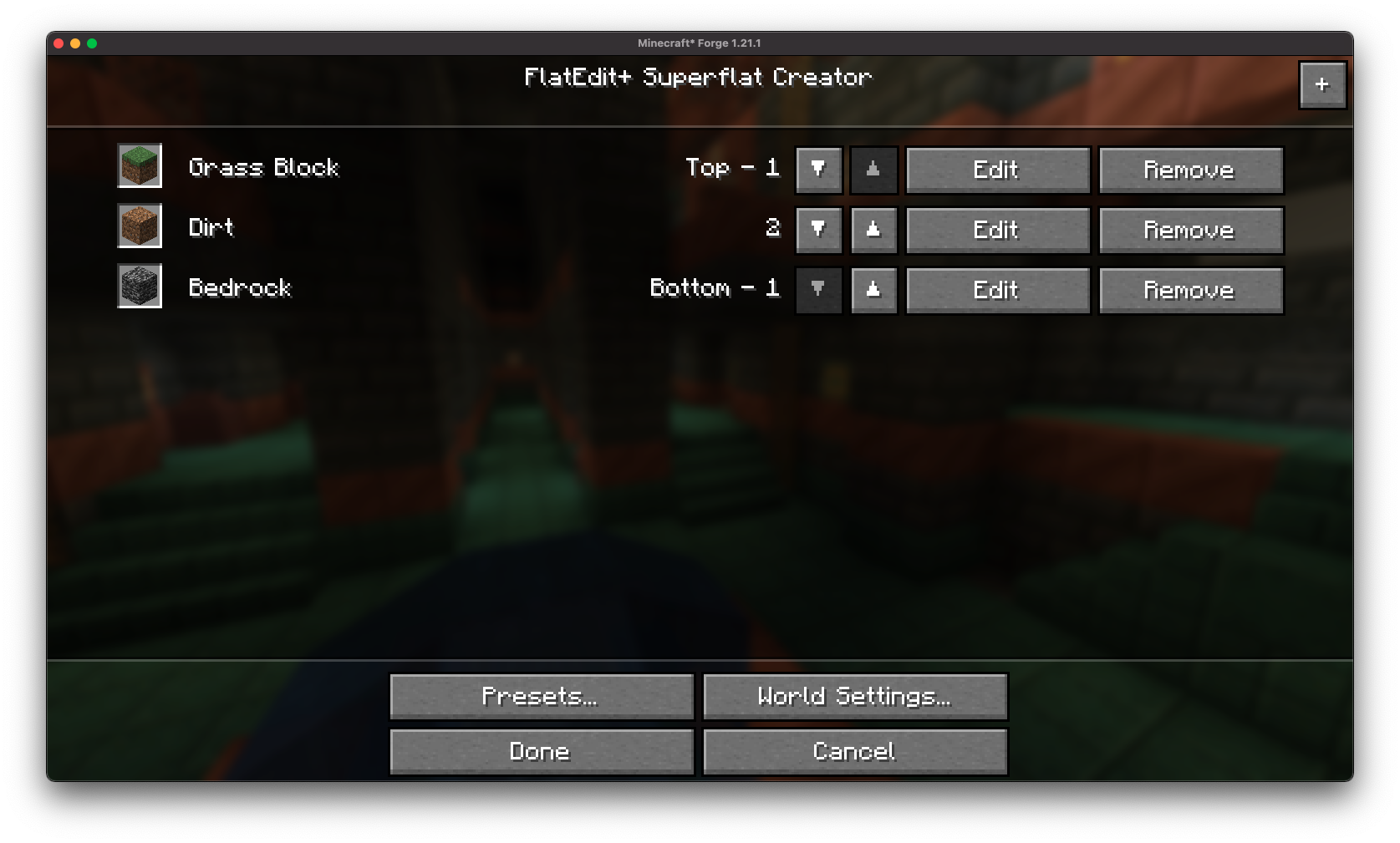 GitHub - Boxadactle/FlatEditPlus: A rework of the horrific superflat creation screen.
