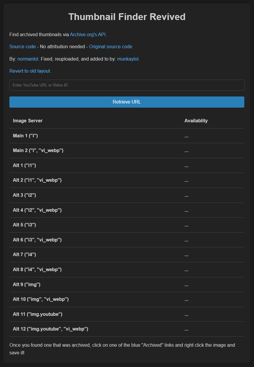 GitHub - munkaylol/thumbnail-finder-revived: Find deleted YouTube video thumbnails via Archive ...
