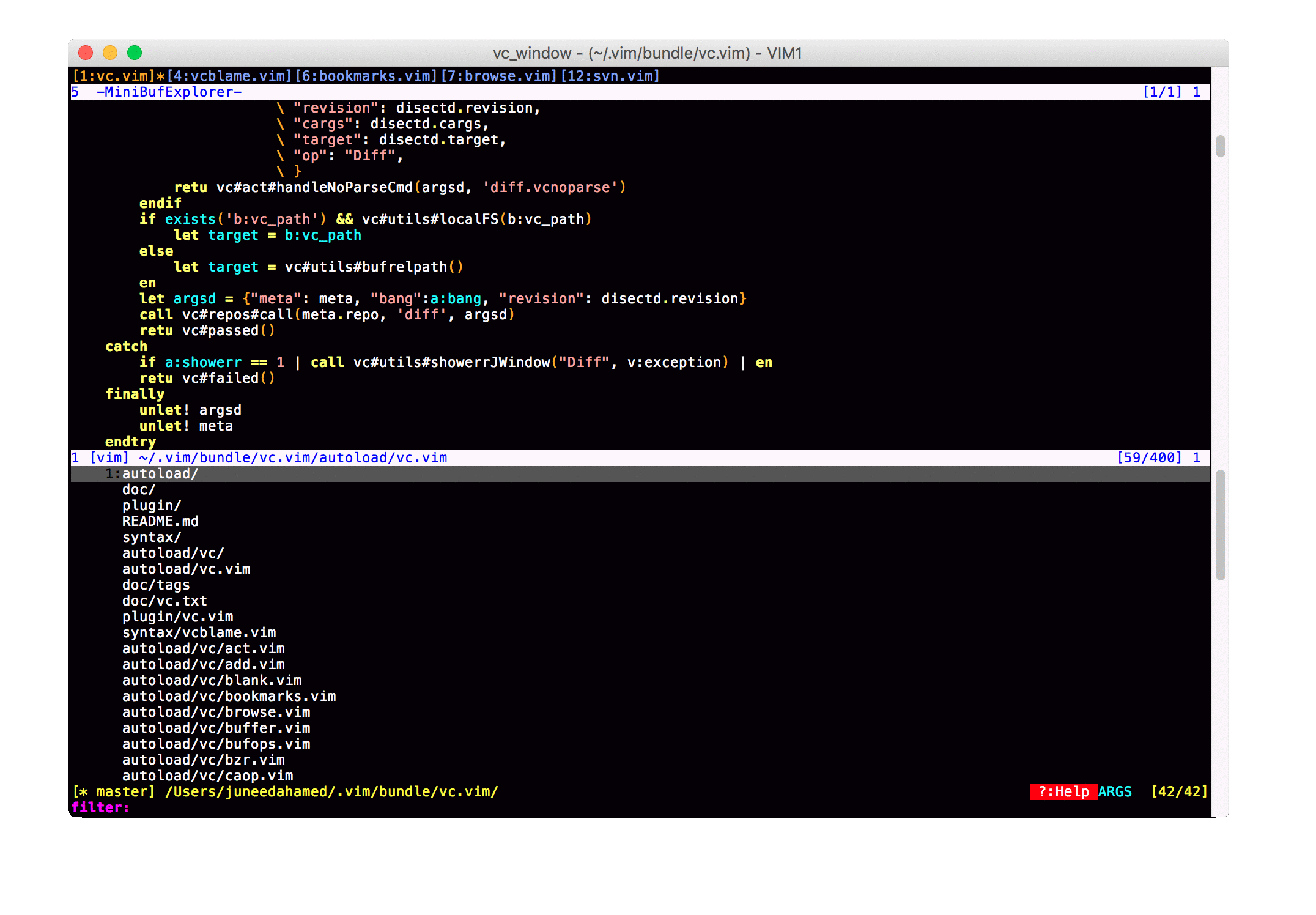 GitHub - juneedahamed/vc.vim: Support for SVN, Git, HG and BZR