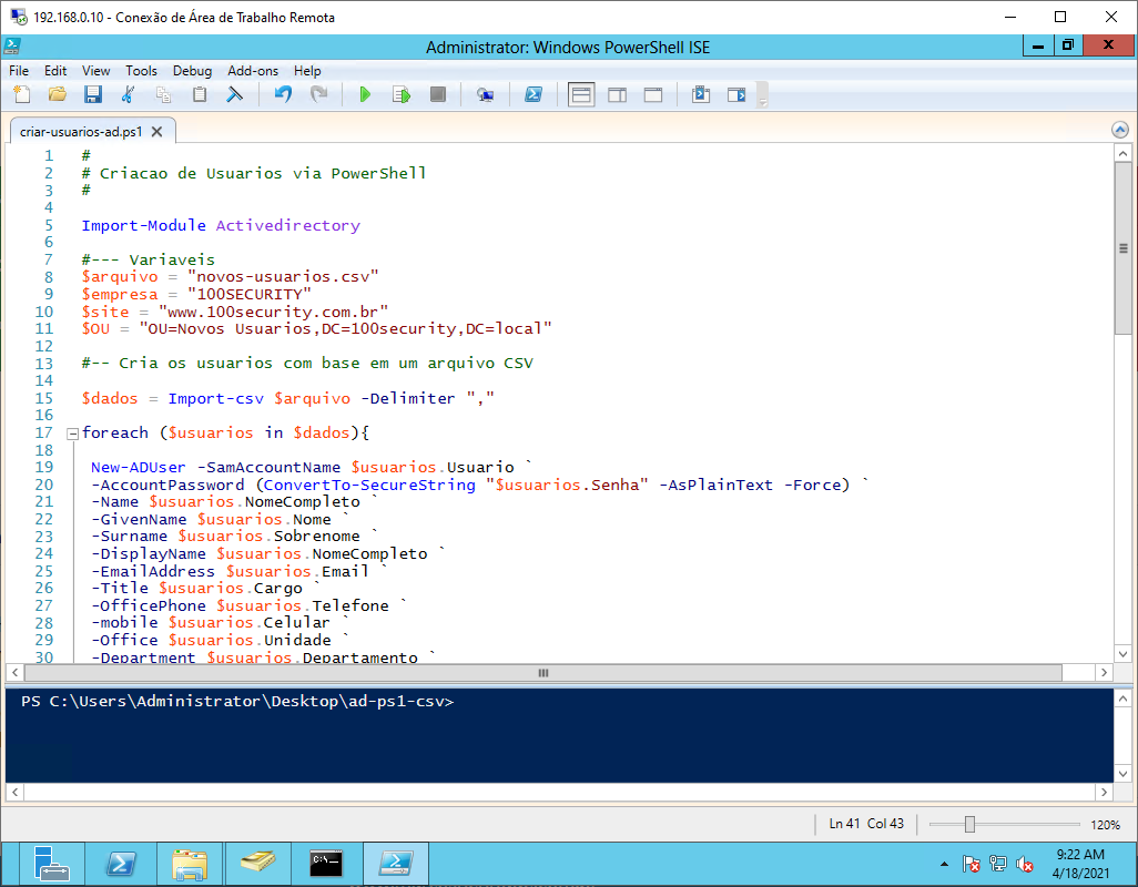 GitHub - 100security/ad-ps1-csv: Criar Usuários via PowerShell com CSV